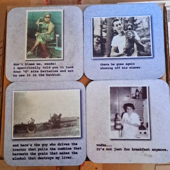 Dining | Set Of 4 Snarky Funny Coasters Drinking Vodka Weiner Bathtub ...